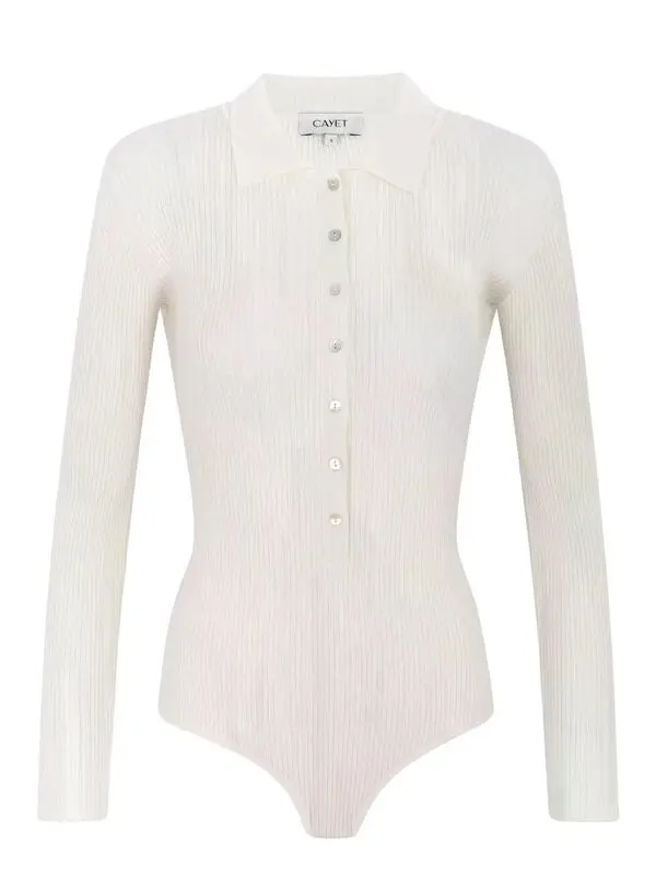 CAYET Jill Ribbed-knit Bodysuit - Neutrals