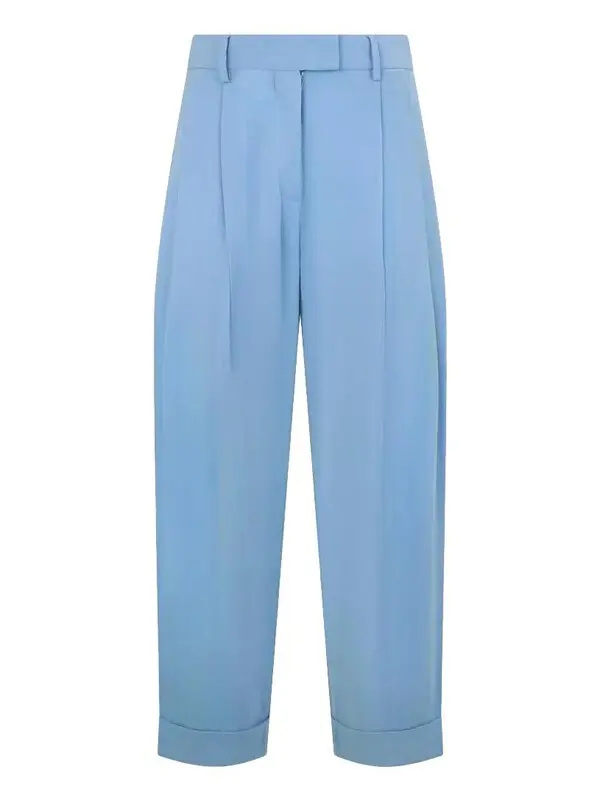 MOORER Pleated High-waisted Trousers - Blue