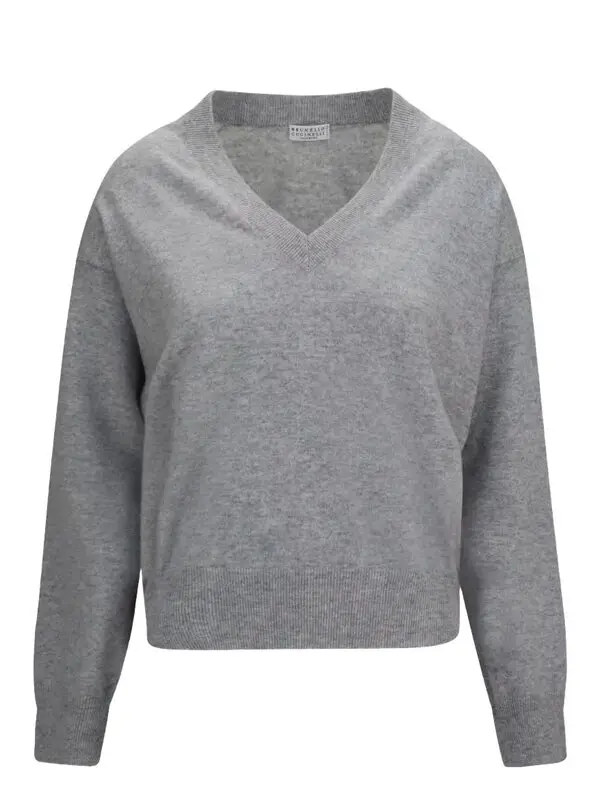 Brunello Cucinelli V-neck Cashmere Sweater - Grey