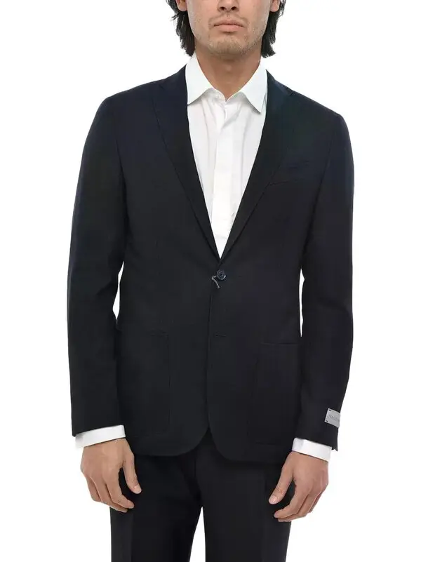 Corneliani Single-breasted Wool Blazer - Blue