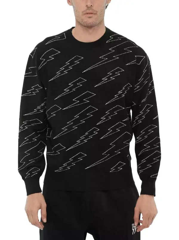 Neil Barrett Thunderbolt-embroidered Sweater - Black
