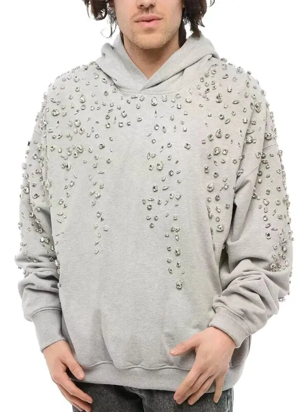 1989 STUDIO Rhinestone-embellished Cotton Hoodie - Grey