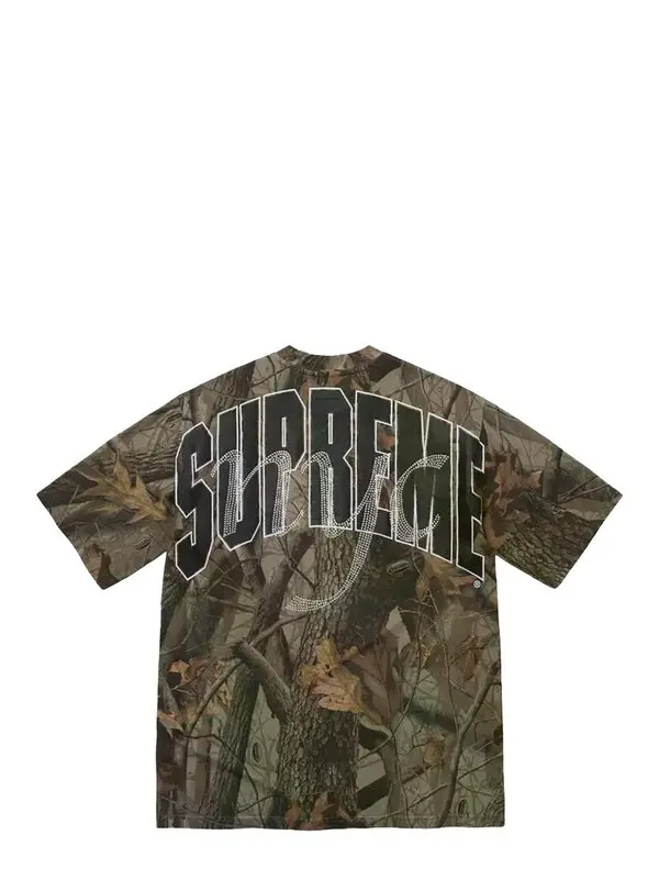 Supreme Rhinestone Script Camouflage-pattern T-shirt - Brown