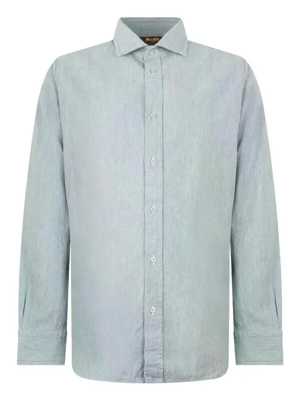 MOORER Spread-collar Shirt - Blue