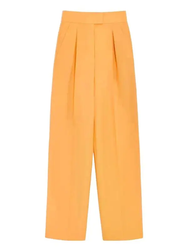 Valentino Garavani British Pleated Straight-leg Trousers - Orange