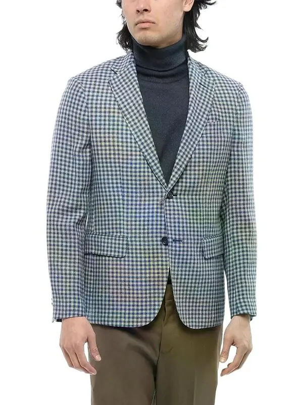 Corneliani Checked Single-breasted Blazer - Blue