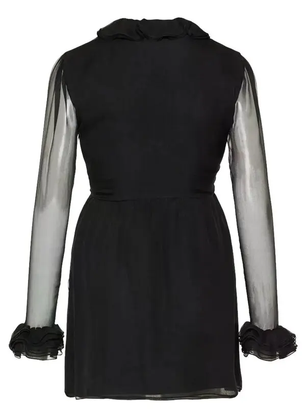 Gucci Ruffled Silk-chiffon A-line Mini Dress - Black