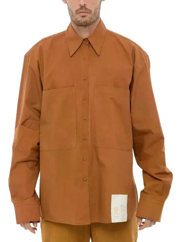 RAMAEL Italian-collar Cotton Shirt - Brown