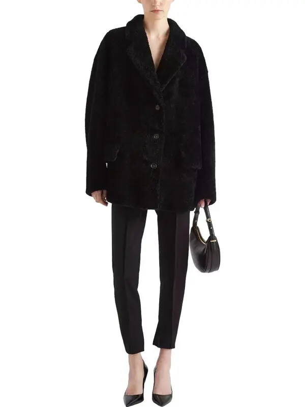 Prada Shearling Caban Jacket - Black
