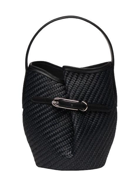 LIFFNER Belted Bucket Bag Mini Raffia - Black