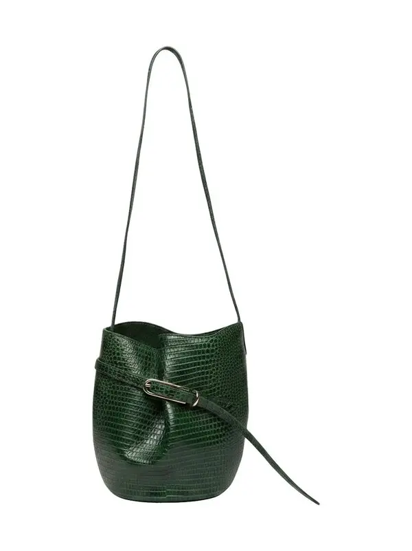 LIFFNER Belted Lizard Bucket Bag - Emerald