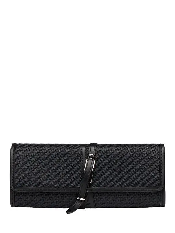 LIFFNER Belted Clutch Raffia - Black