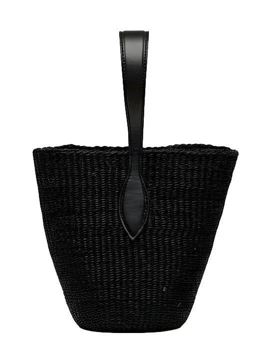 LIFFNER Woven Basket With Single Handle - Black