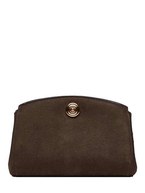 LIFFNER Pushlock Clutch In Ostrich Leather - Brown