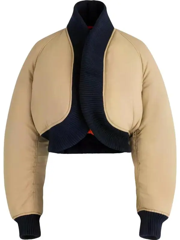 JEAN PAUL GAULTIER Ribbed Detail Bomber Jacket - Neutrals
