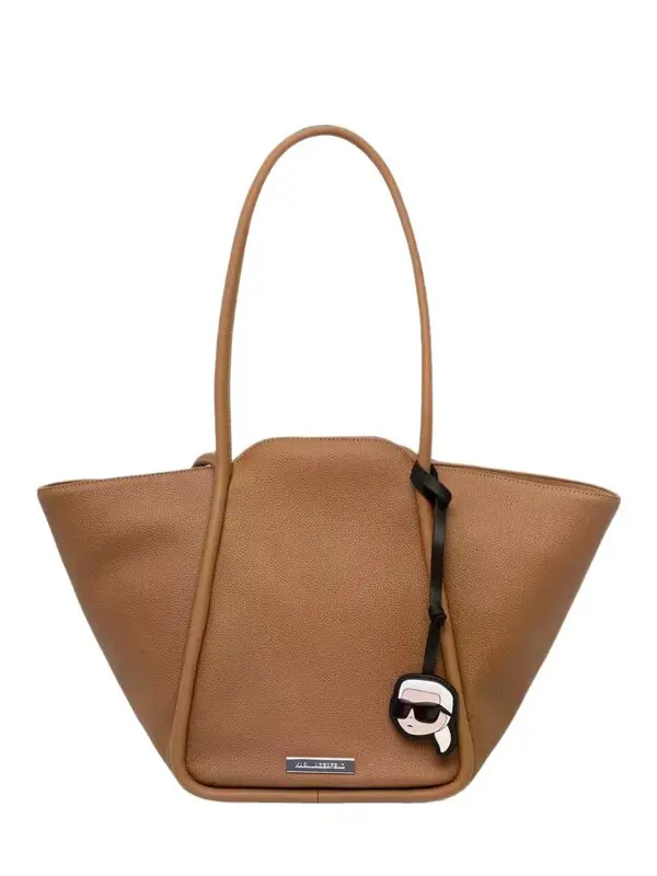 Karl Lagerfeld Logo-plaque Pebbled-effect Tote Bag - Brown