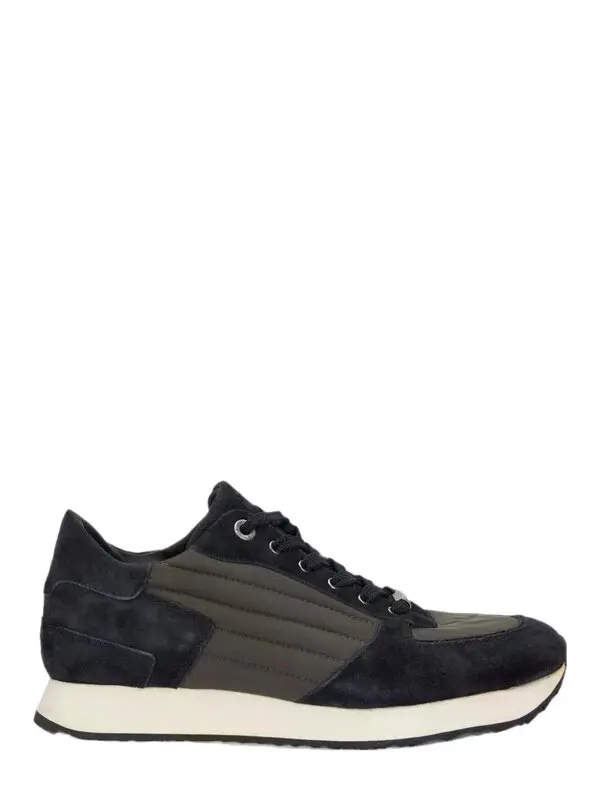 MOORER Balla Quilted-panel Suede Sneakers - Black