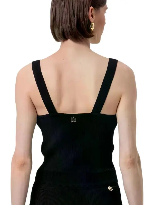 FRACOMINA Pointelle-knit Scalloped Top - Black