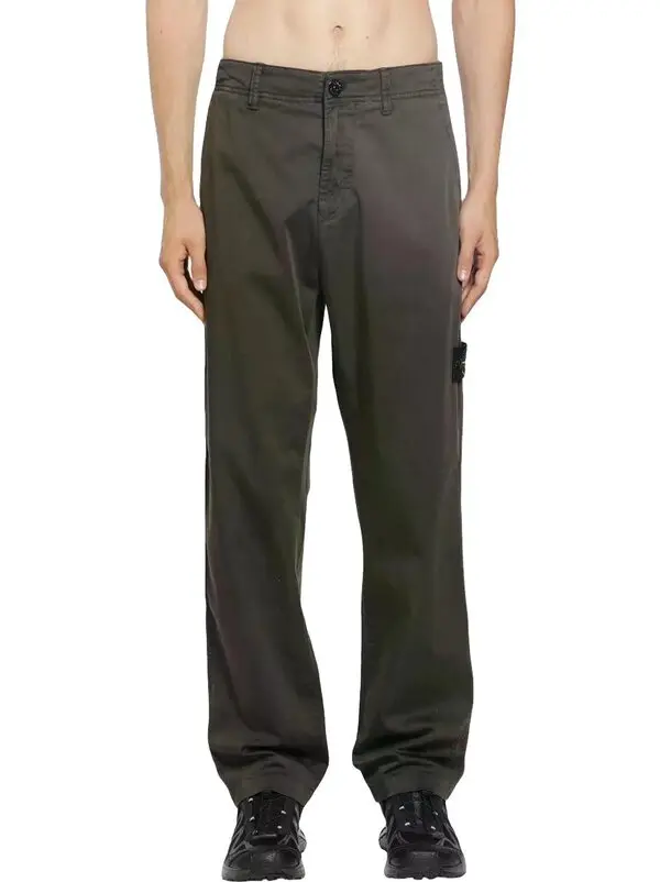 Stone Island Logo-patch Straight-leg Trousers - Grey