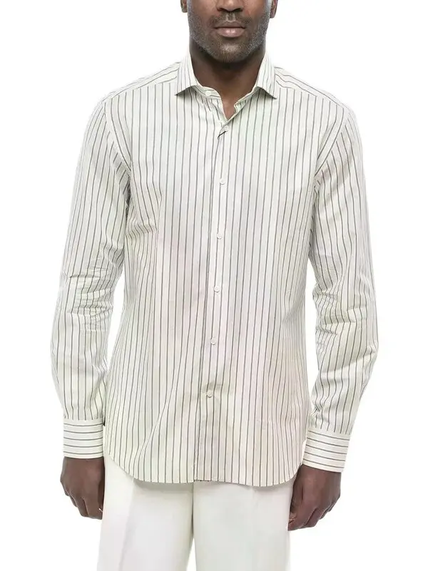 Corneliani Striped Cotton Shirt - Green