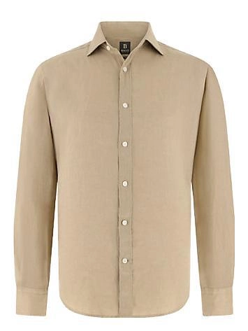 Boggi Milano Long-sleeve Regular-fit Linen Shirt - Sand