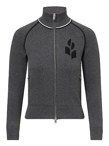 Isabel Marant Étoile Lanya Intarsia-logo Knit Cardigan - Anthracite/black
