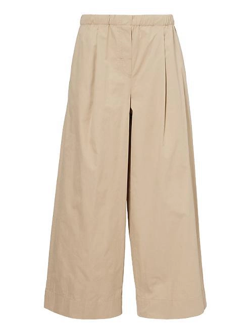 Max Mara Drawstring Wide-leg Cotton Trousers - Beige