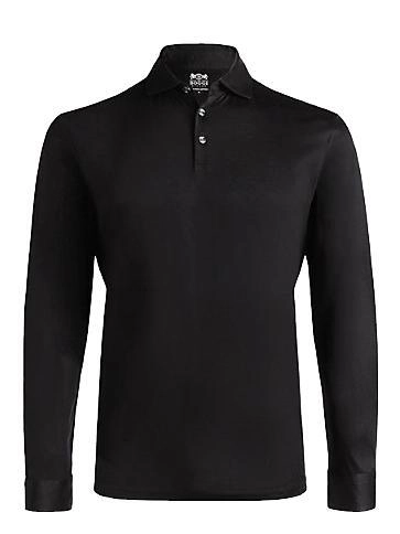 Boggi Milano Long-sleeve Supima-cotton Polo Shirt - Black