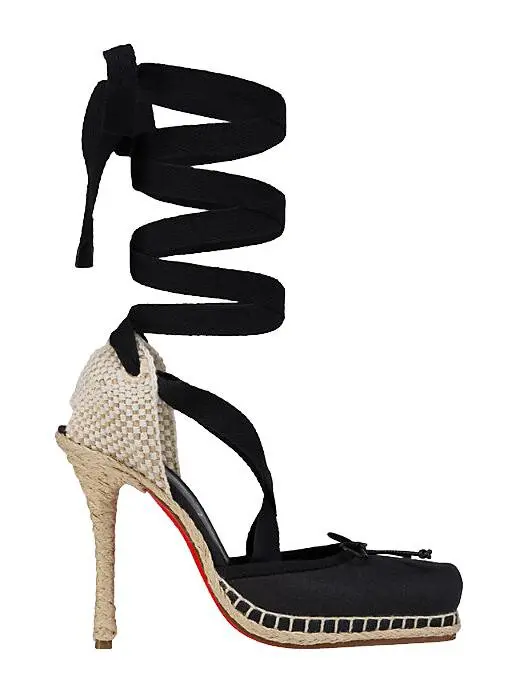 CHRISTIAN LOUBOUTIN Cassiadrilla 100 Woven Heels - Black
