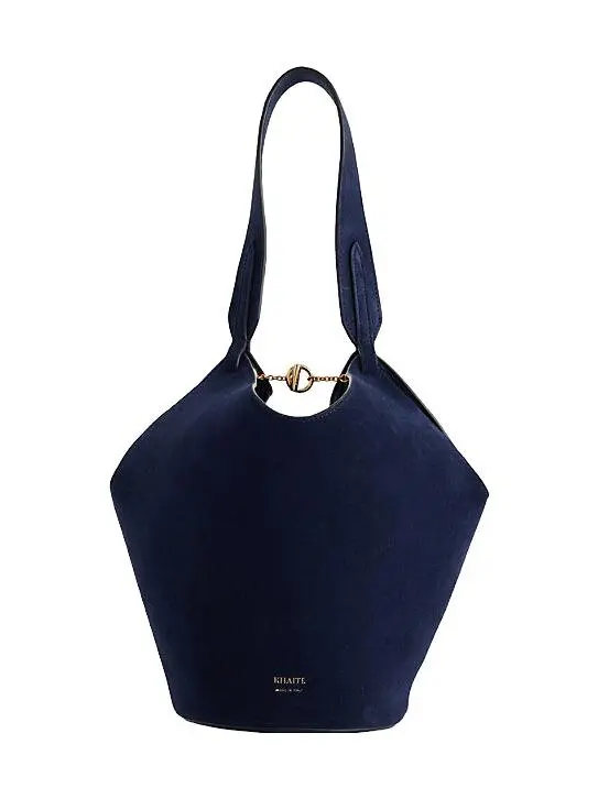 Khaite Lotus Mini Suede Tote Bag - Midnight Navy