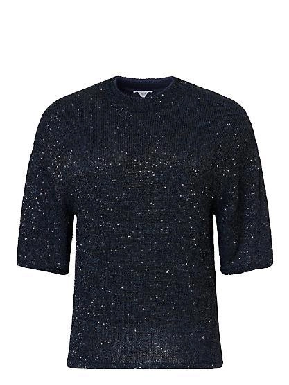 Bottega Veneta Relaxed-fit Sequin Knitted Top - Midnight Blue