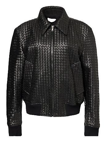 Bottega Veneta Intrecciato Leather Bomber Jacket - Double Black