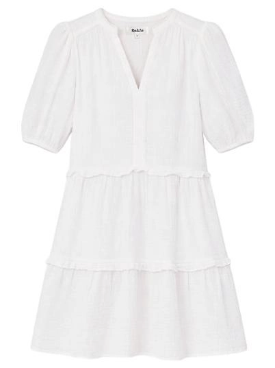RO&ZO Frill-trim Puff-sleeve Cotton Mini Dress - Ivory