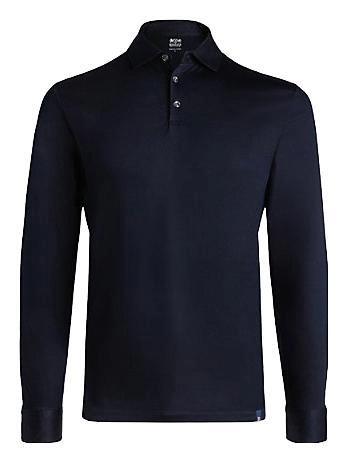 Boggi Milano Long-sleeve Supima-cotton Polo Shirt - Navy Blue