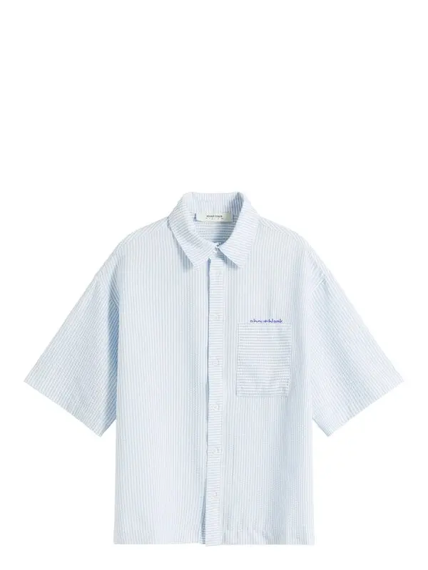 ABOUT:BLANK Seersucker Short Sleeve Shirt - Blue