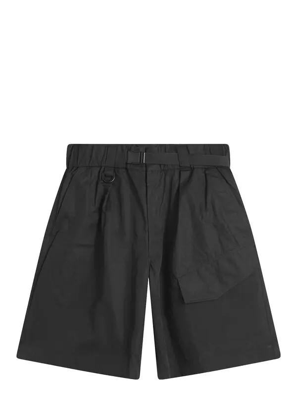 Y3 Cotton Blend Shorts With Integrated Belt - Black