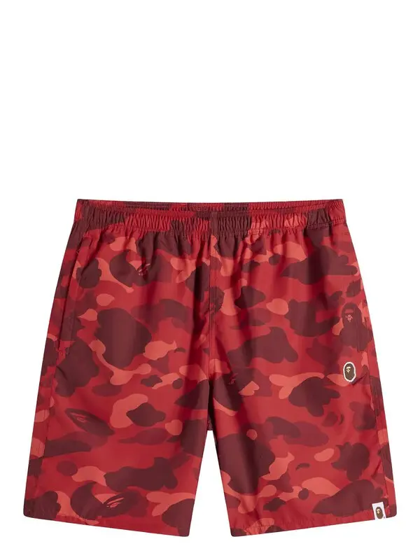 A BATHING APE Colour Camo One Point Beach Shorts - Red