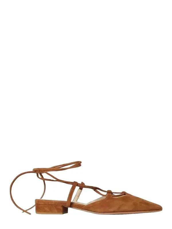 ANNA F. Suede Pointed-toe Ballet Flats - Brown