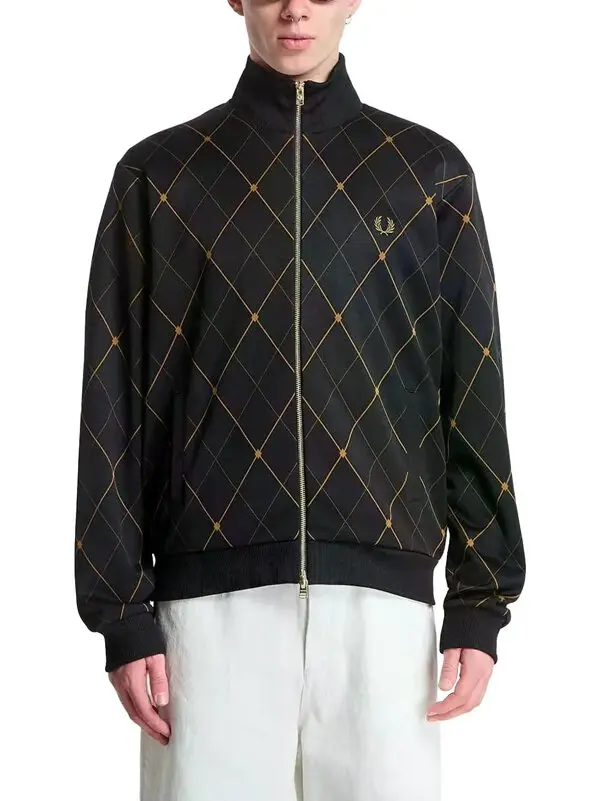 Fred Perry Argyle-pattern Track Jacket - Black