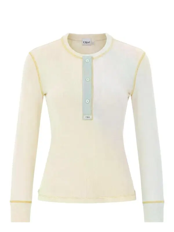 Chloé Henley-neck Cotton Sweater - Neutrals
