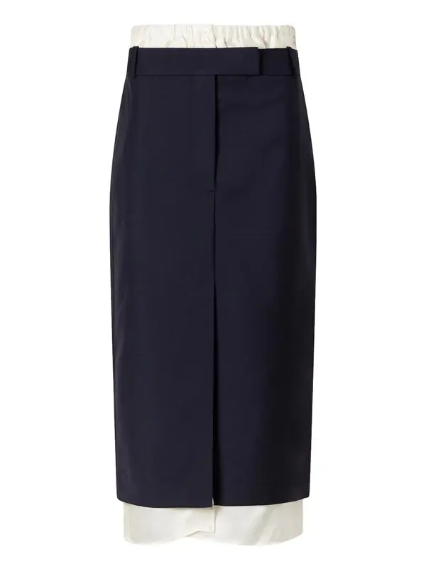 RÓHE Ruched Wool And Mohair-blend Midi Skirt - Blue