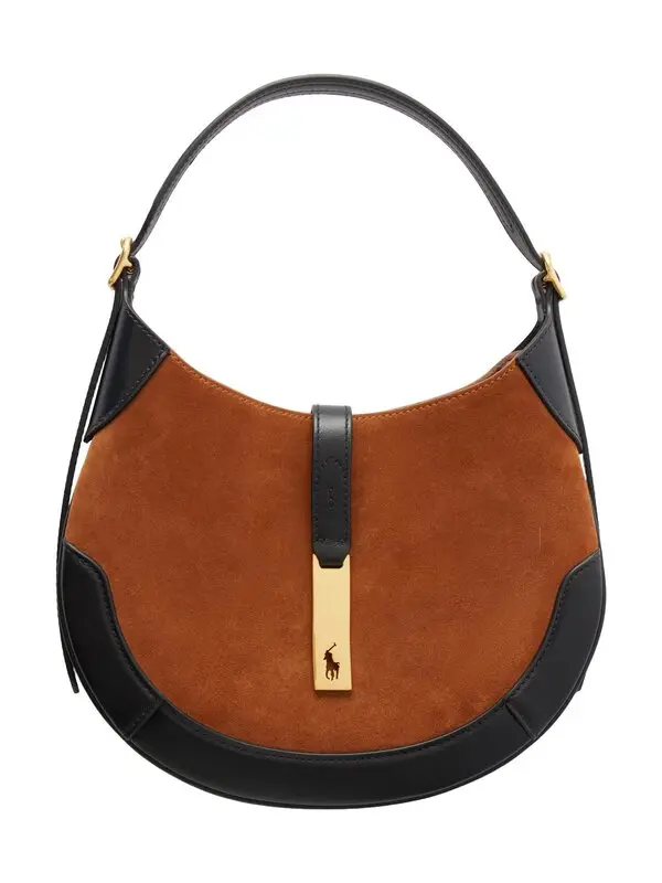 Polo Ralph Lauren Leather-trimmed Suede Shoulder Bag - Brown