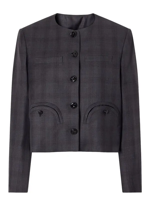 BLAZÉ MILANO Shamo Cropped Prince Of Wales Wool Bolero - Gray