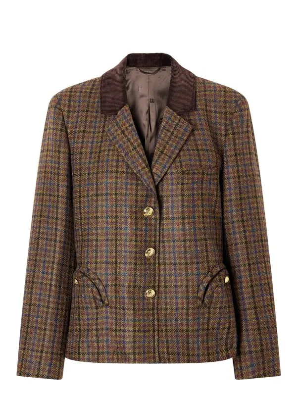 BLAZÉ MILANO Checked Wool Blazer - Brown