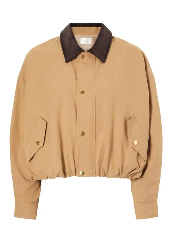 FRAME Leather-trimmed Cotton And Tencel™ Lyocell-blend Jacket - Brown