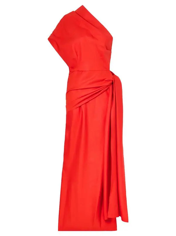 HEIRLOME Helena One-shoulder Silk-twill Maxi Dress - Red