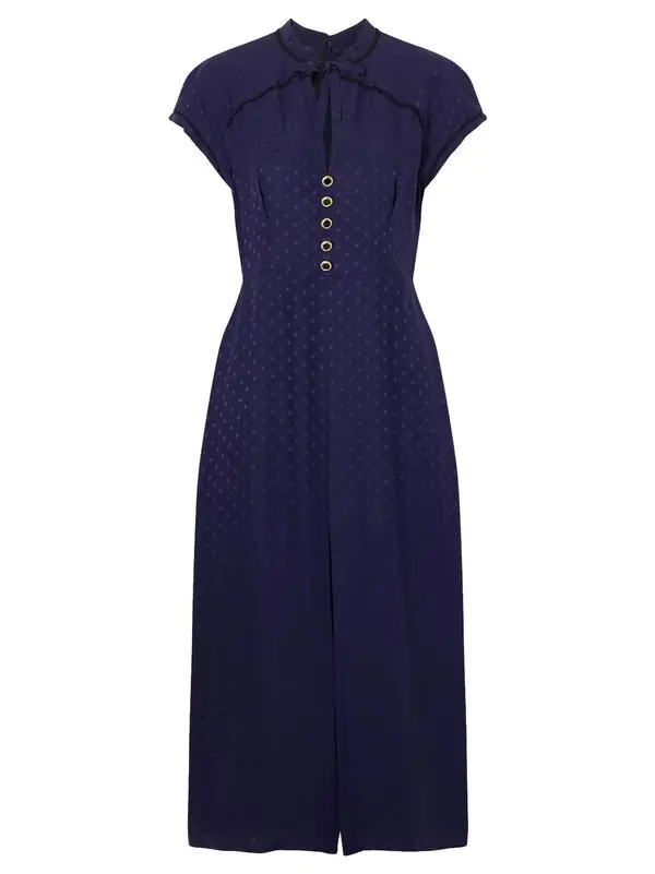 Alessandra Rich Silk Jacquard Midi Dress - Blue