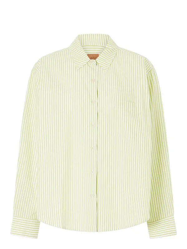 JAMIE HALLER Weekend Striped Cotton Shirt - Yellow