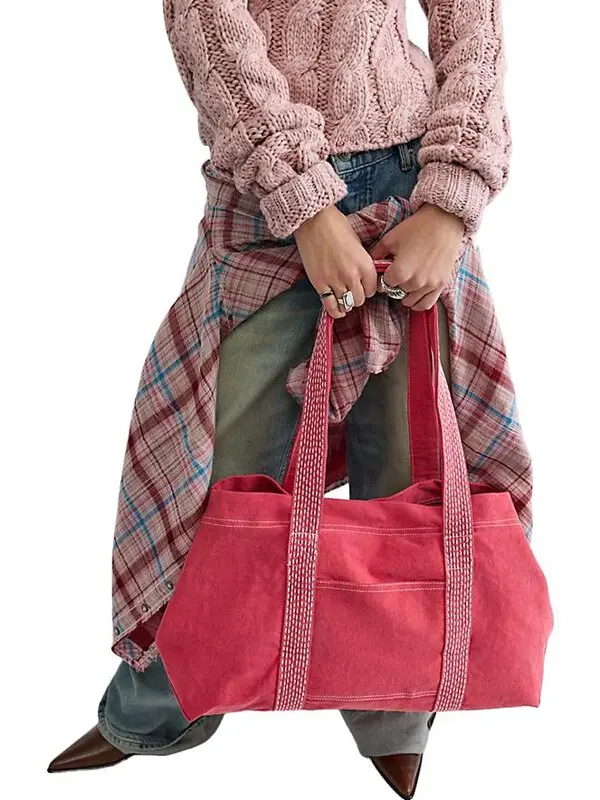 Free People We The Free Cora Canvas Tote - Raspberry Rose