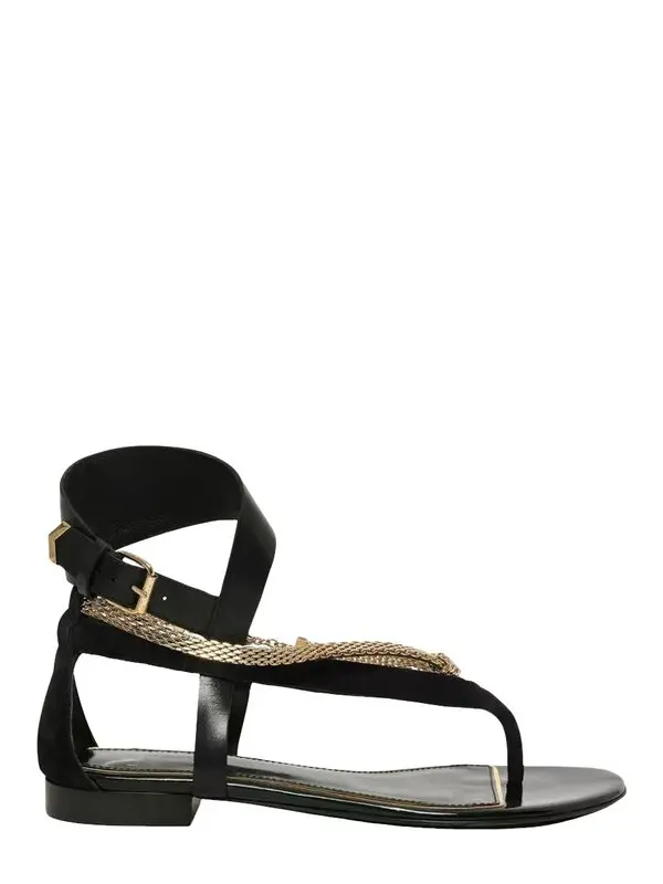 LANVIN Chain-embellished Buckle-fastening Sandals - Black